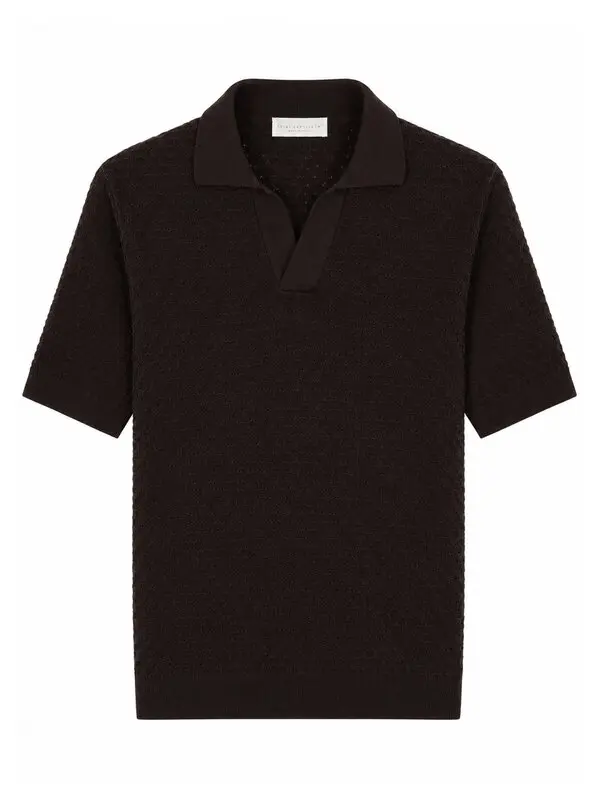 LUIGI GENTILE Polo "capri" In Crochet Di Cotone - Brown