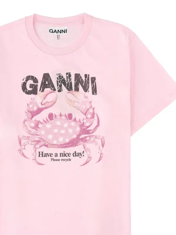 GANNI Printed T-shirt - Pink