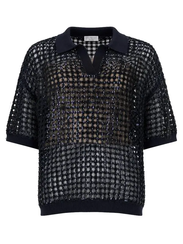 Brunello Cucinelli Polo In Maglia Di Seta E Lino
