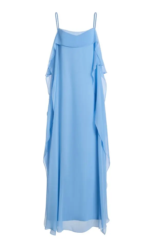 Prabal Gurung Chiffon-cotton Handkerchief Slip Dress - Blue