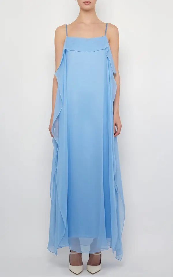 Prabal Gurung Chiffon-cotton Handkerchief Slip Dress - Blue