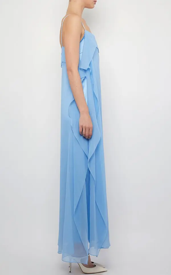 Prabal Gurung Chiffon-cotton Handkerchief Slip Dress - Blue
