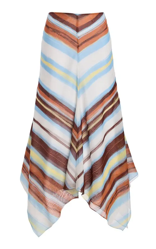 Prabal Gurung Layered Chiffon Handkerchief Midi Skirt