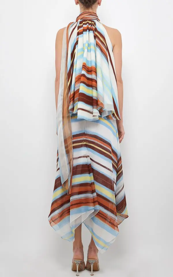 Prabal Gurung Layered Chiffon Handkerchief Midi Skirt