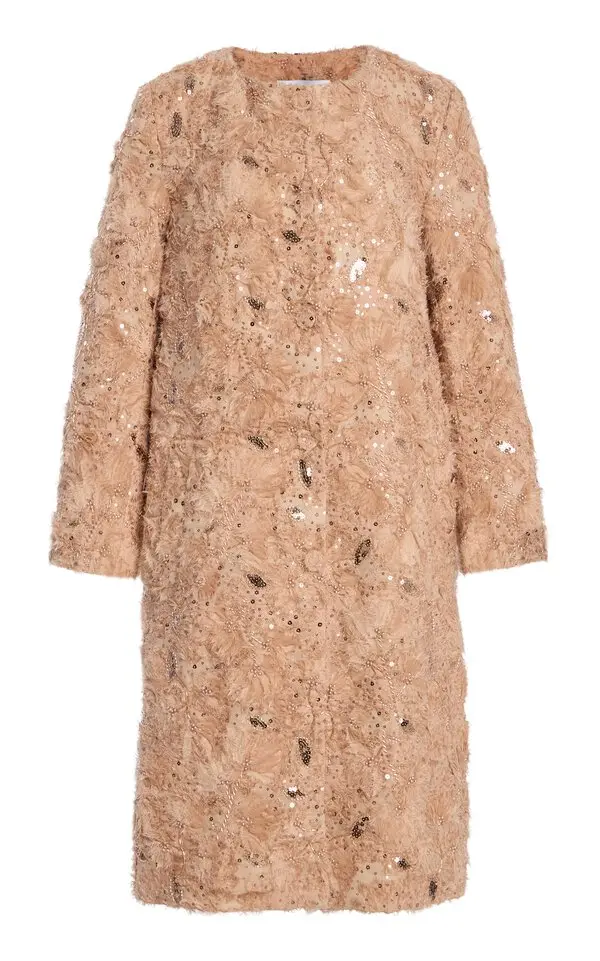 Prabal Gurung Embroidered Organza Car Coat - Bronze