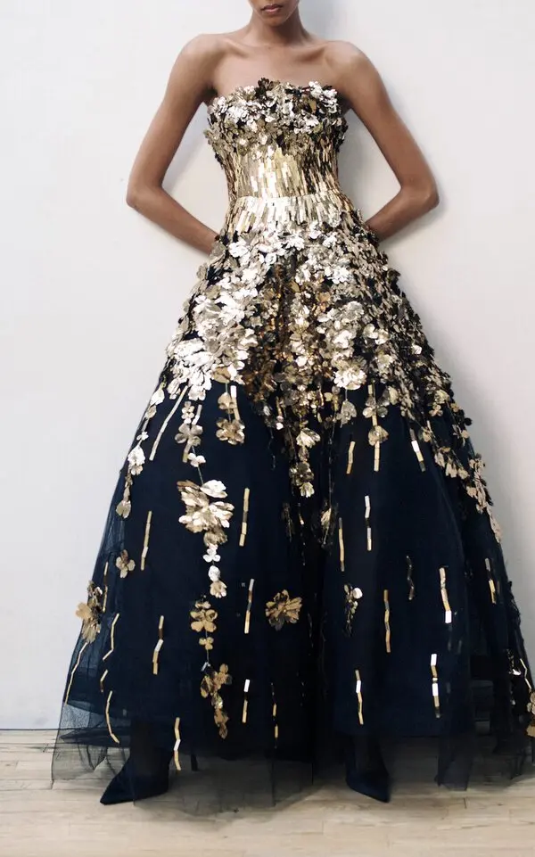 Prabal Gurung Metallic-embroidered Tulle Gown