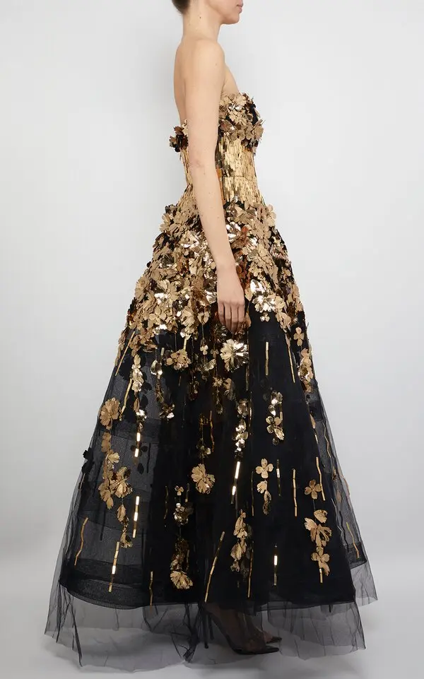 Prabal Gurung Metallic-embroidered Tulle Gown