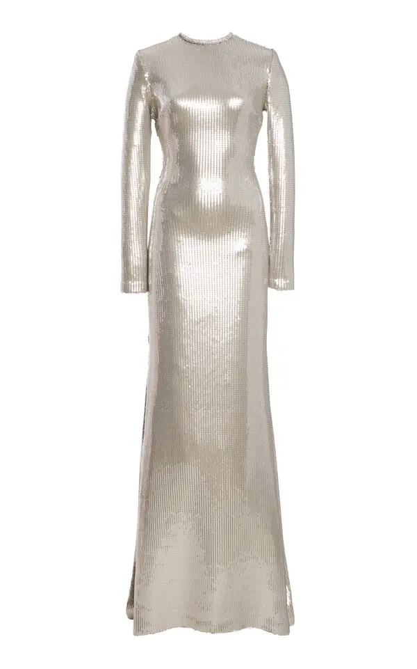 Prabal Gurung Stretch Sequined Gown - Silver