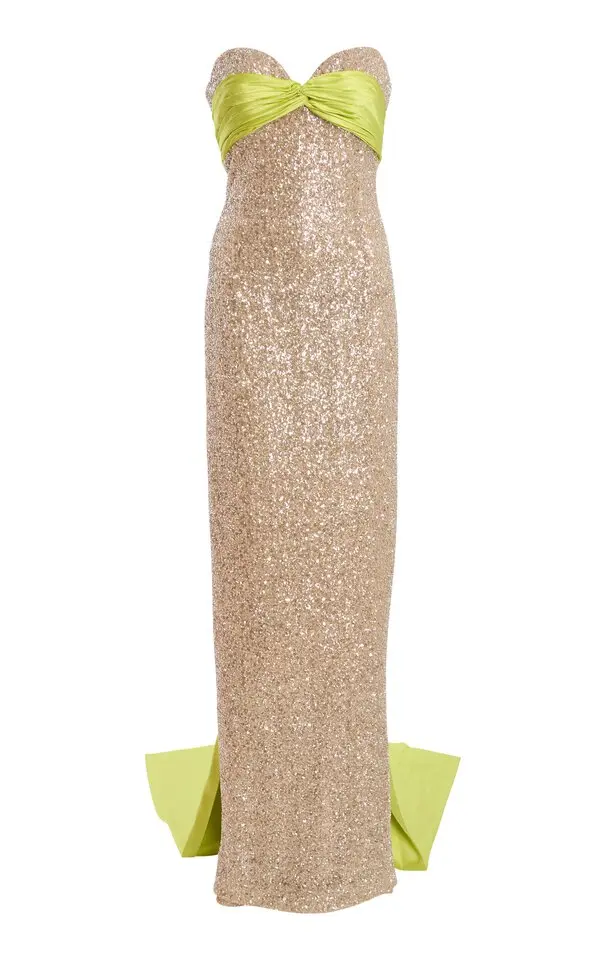 Prabal Gurung Bow-detailed Sequined Column Gown