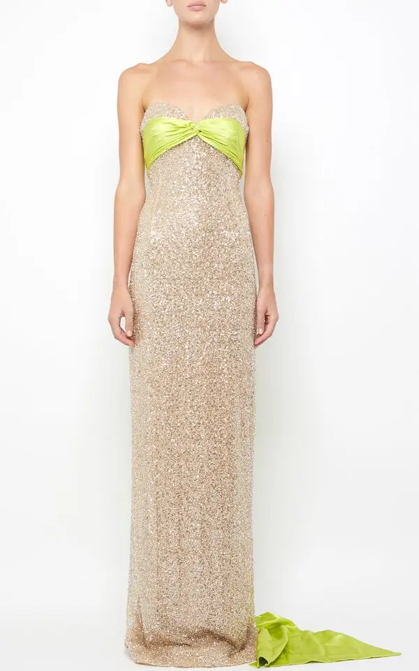 Prabal Gurung Bow-detailed Sequined Column Gown