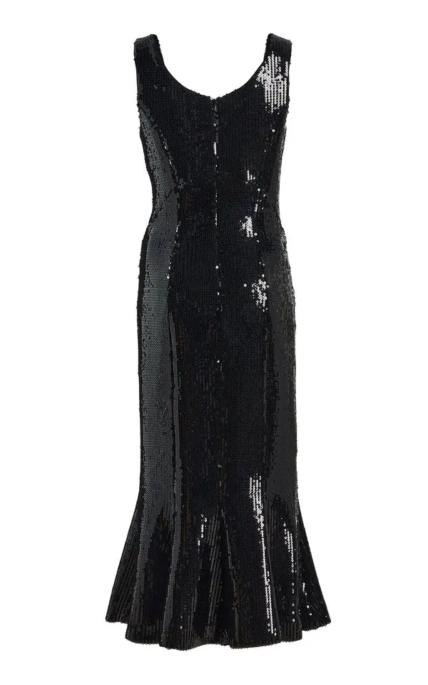 Prabal Gurung Stretch Sequined V-neck Midi Dress