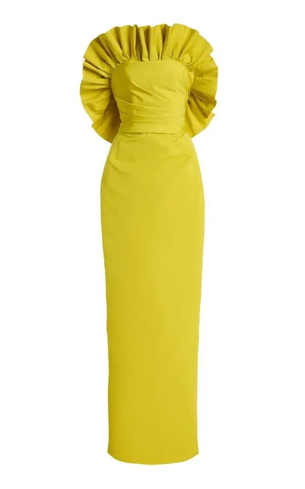 Prabal Gurung Ruffled Faille Column Gown