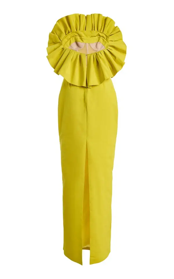 Prabal Gurung Ruffled Faille Column Gown