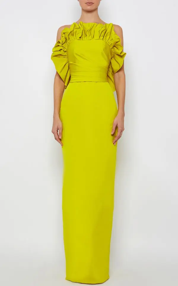 Prabal Gurung Ruffled Faille Column Gown