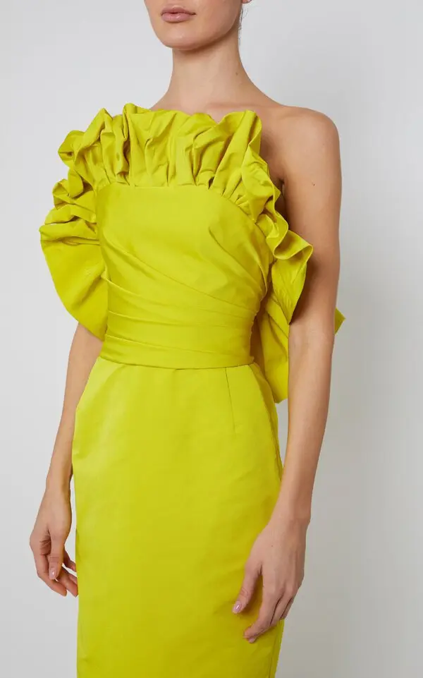 Prabal Gurung Ruffled Faille Column Gown
