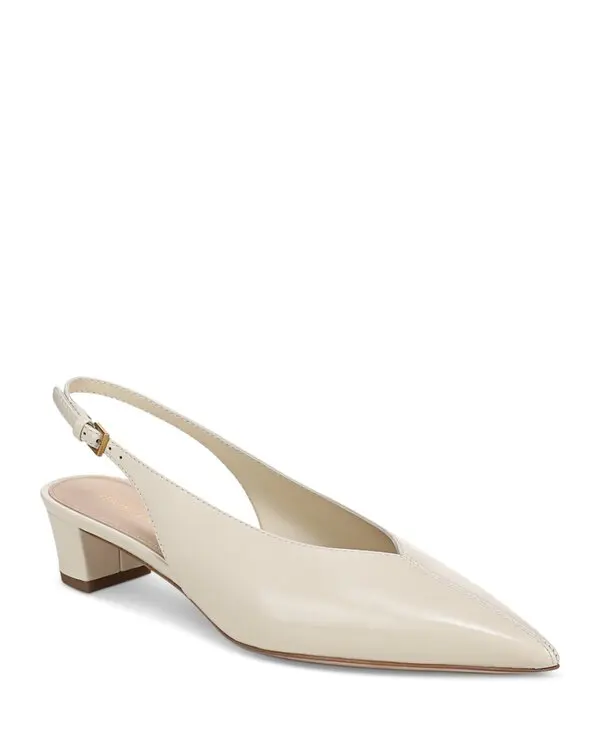 Veronica Beard Pamela Leather Slingback Pumps - Limestone