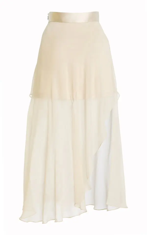 Prabal Gurung Asymmetric Layered Chiffon Midi Skirt