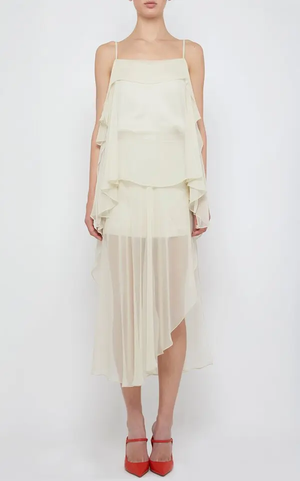 Prabal Gurung Asymmetric Layered Chiffon Midi Skirt
