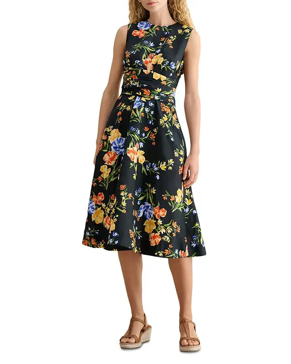 HOBBS LONDON Petite Floral Linen Dress - Navy Multi