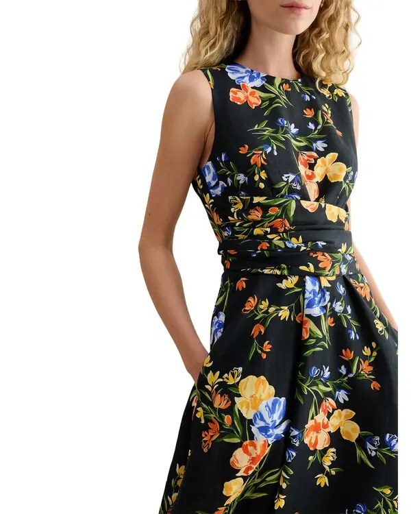 HOBBS LONDON Petite Floral Linen Dress