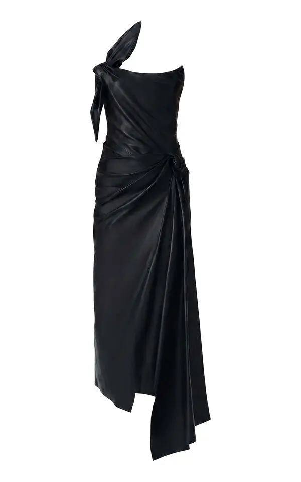 Monse Tie-detailed Leather Midi Dress