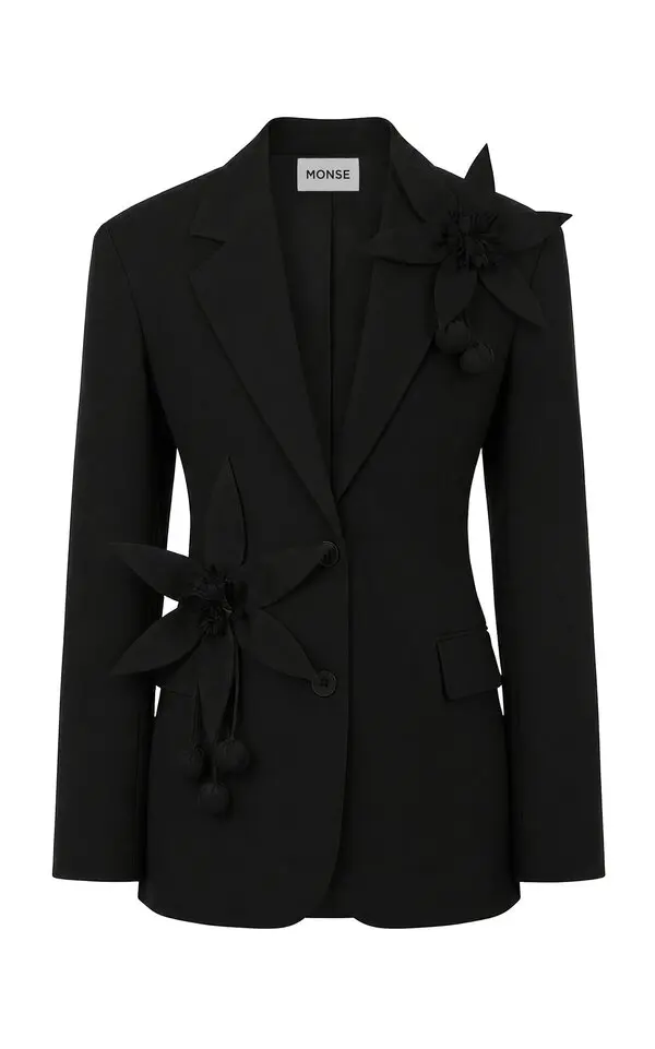 Monse Embellished Striped Stretch-wool Blazer - Black