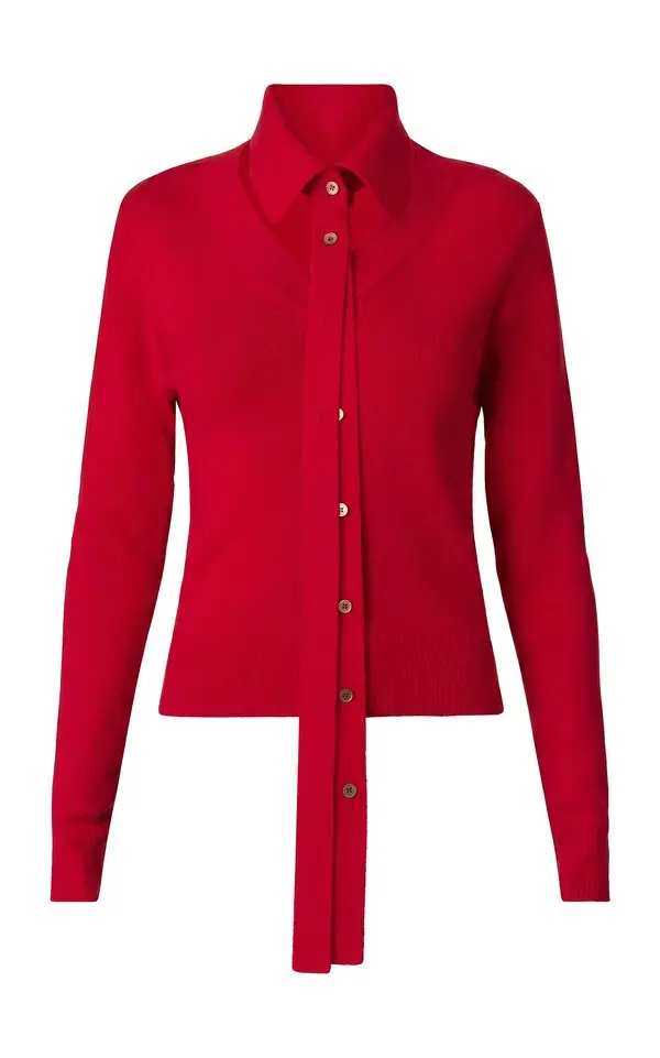 Monse Detachable Collar Merino Wool Shirt - Red