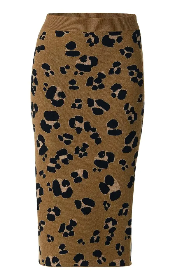Monse Jacquard-knit Cheetah-print Cashmere Midi Skirt - Brown
