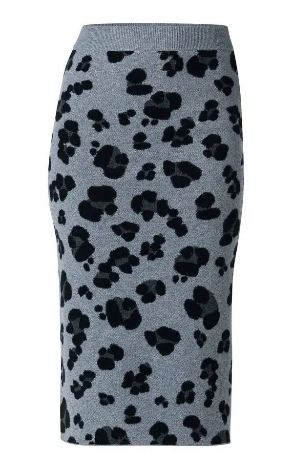 Monse Jacquard-knit Cheetah-print Cashmere Midi Skirt - Grey