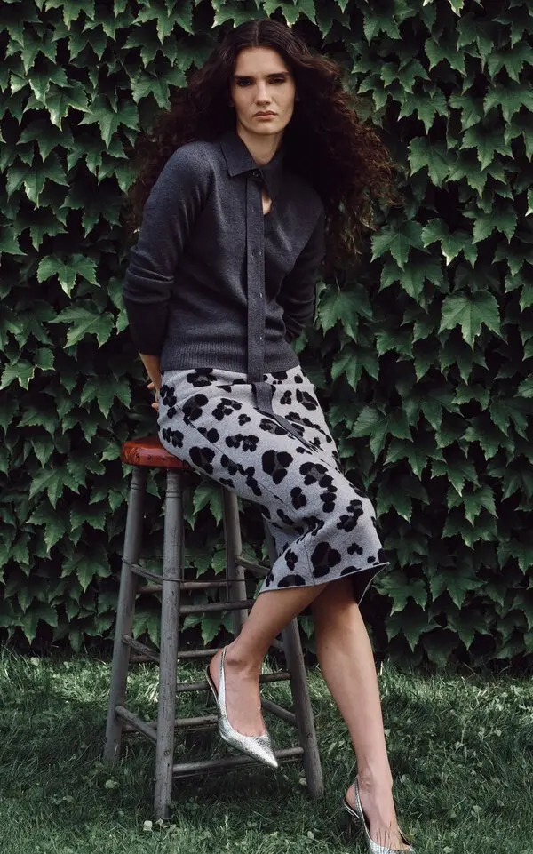 Monse Jacquard-knit Cheetah-print Cashmere Midi Skirt - Grey
