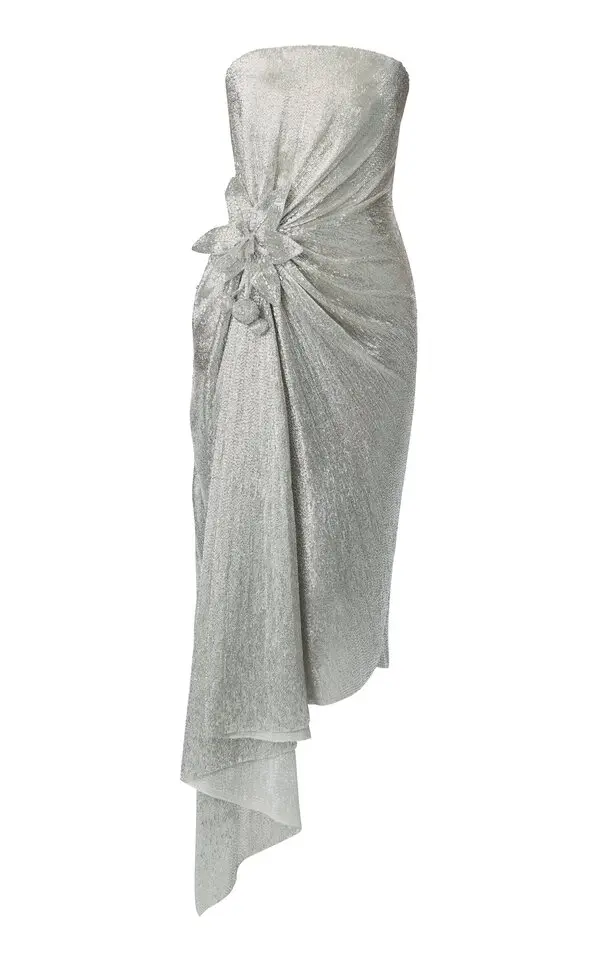 Monse Metallic Draped Midi Dress