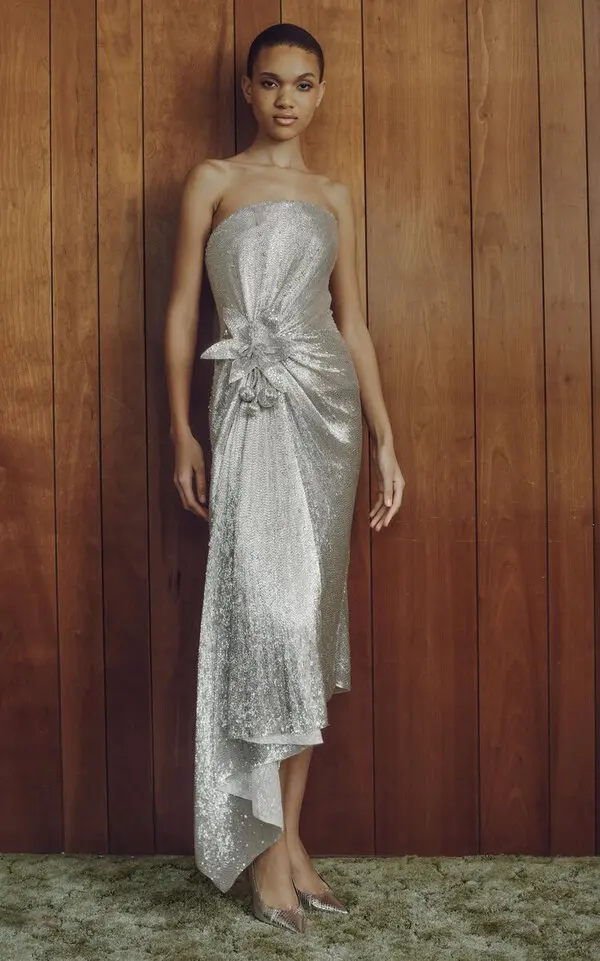 Monse Metallic Draped Midi Dress
