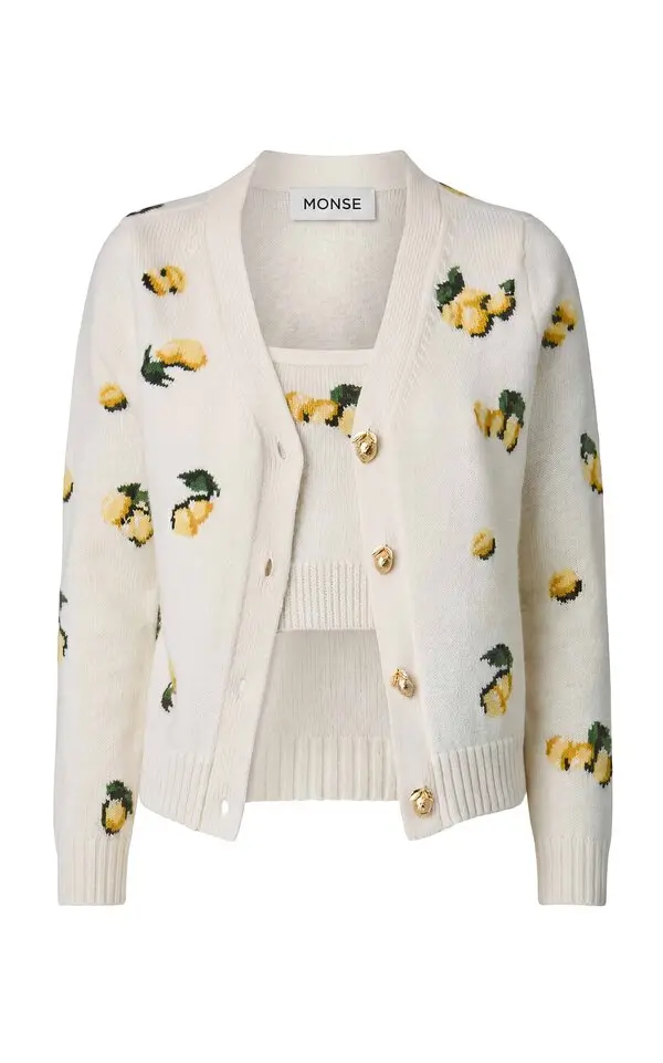 Monse Lemon Intarsia-knit Merino Wool Cardigan