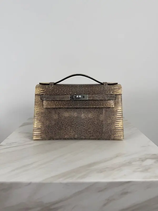 Hermès Kelly Lizard Ombre Palladium Hardware - Brown