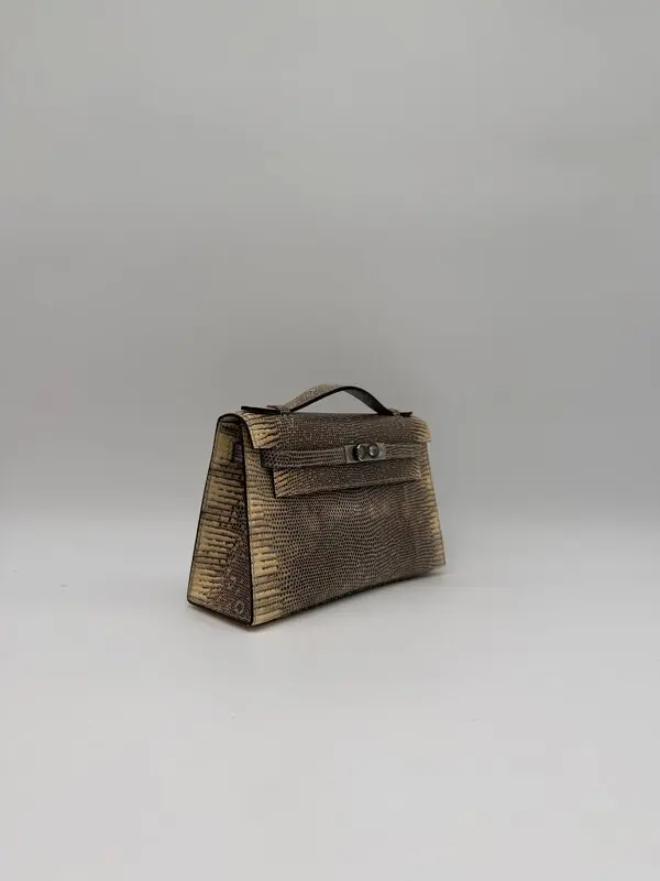 Hermès Kelly Lizard Ombre Palladium Hardware - Brown
