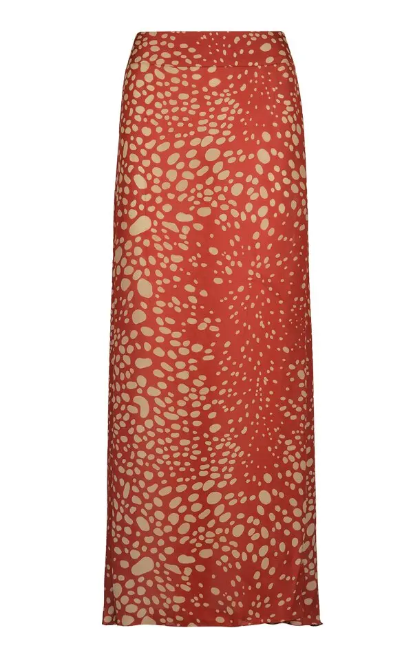 Johanna Ortiz Acient Mirage Printed Silk Maxi Skirt - Red