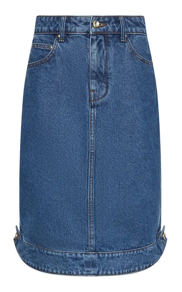 Ossou Cambria Cotton Denim Midi Skirt