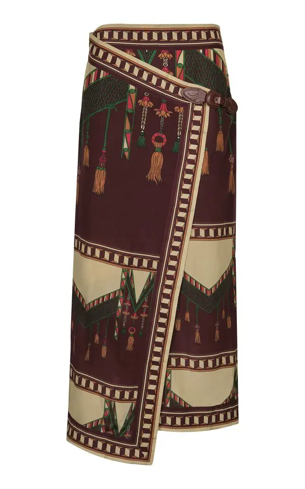 Johanna Ortiz Sac Geometries Printed Silk-cotton Midi Skirt - Multi