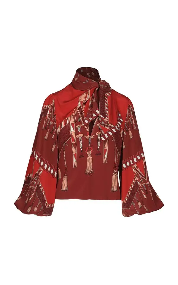 Johanna Ortiz Maps Of The South Silk Top - Red