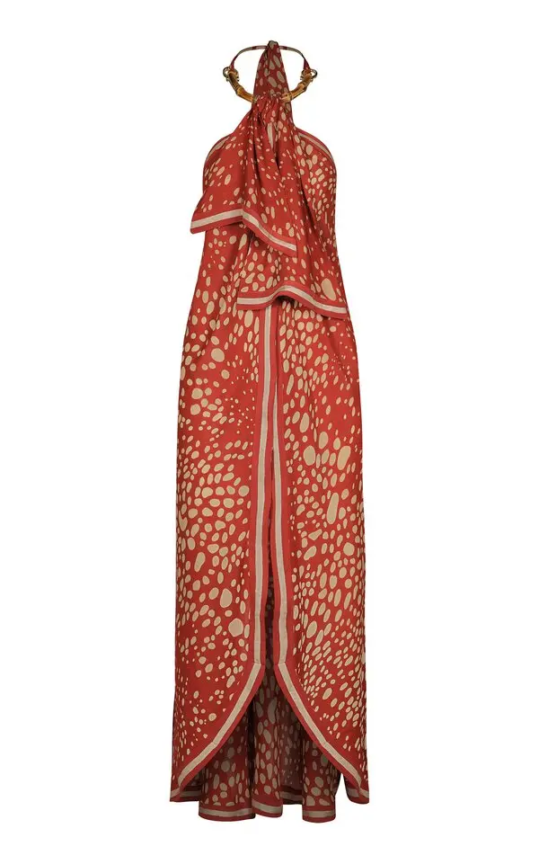 Johanna Ortiz Desert Of Embers Printed Linen-blend Top - Red