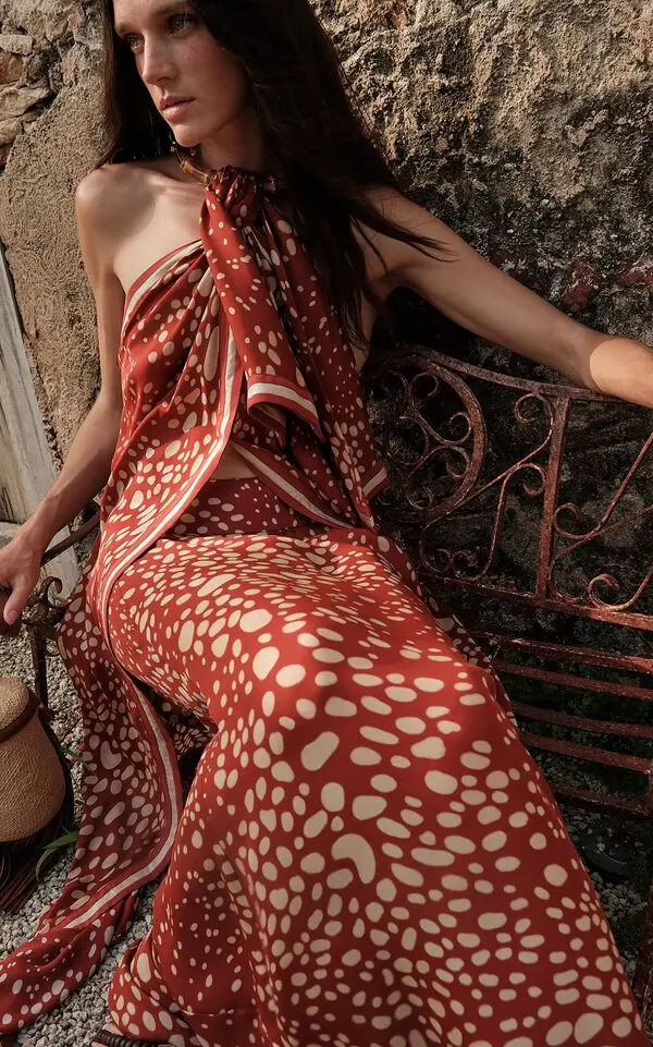 Johanna Ortiz Desert Of Embers Printed Linen-blend Top