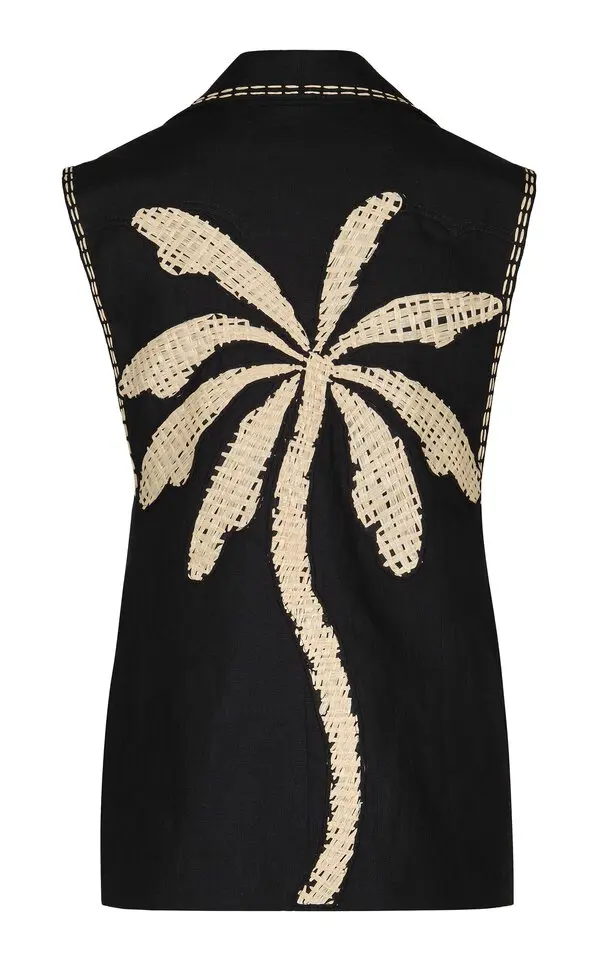 Johanna Ortiz Nocturnal Ornaments Tree-detailed Linen Vest