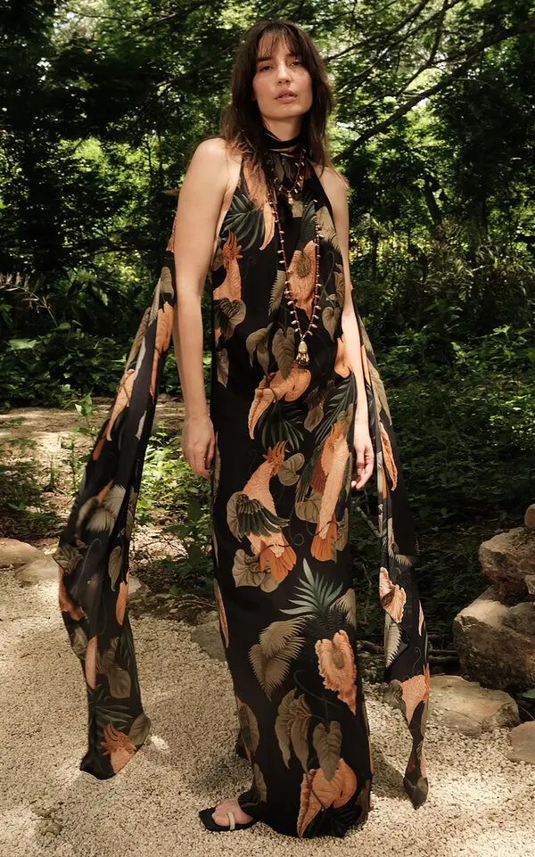 Johanna Ortiz Curious Natuer Printed Silk Maxi Dress