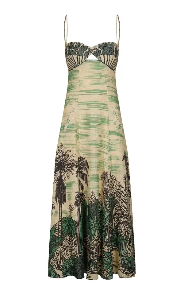 Johanna Ortiz A Story Without End' Printed Linen Midi Dress - Multi