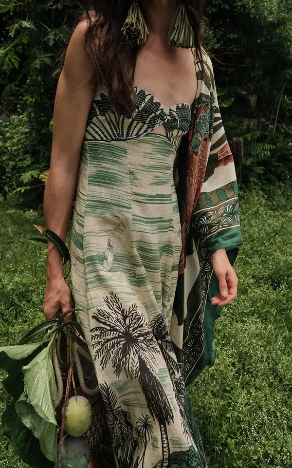 Johanna Ortiz A Story Without End' Printed Linen Midi Dress