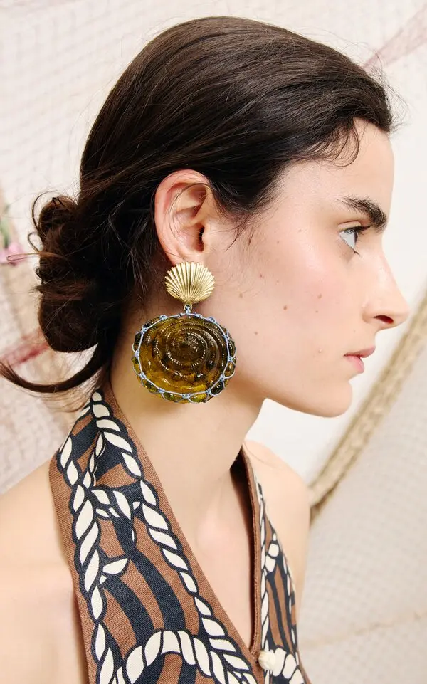 ALEMAIS Ona Macrame Shell Drop Earrings