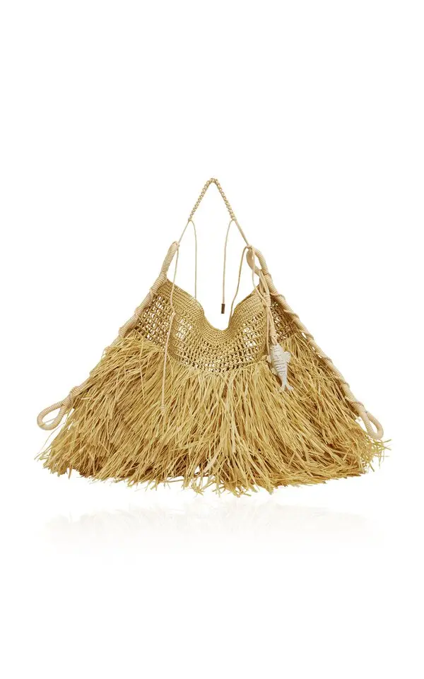 ALEMAIS Midi Raffia Cresent Tote