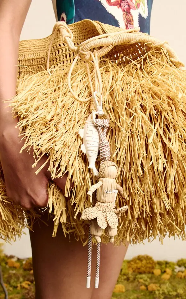 ALEMAIS Midi Raffia Cresent Tote