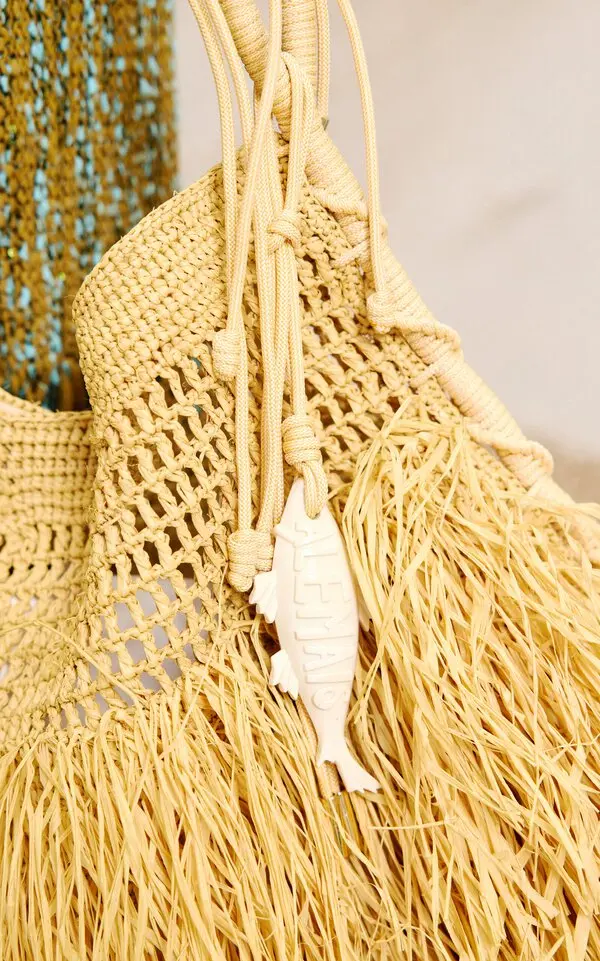 ALEMAIS Midi Raffia Cresent Tote