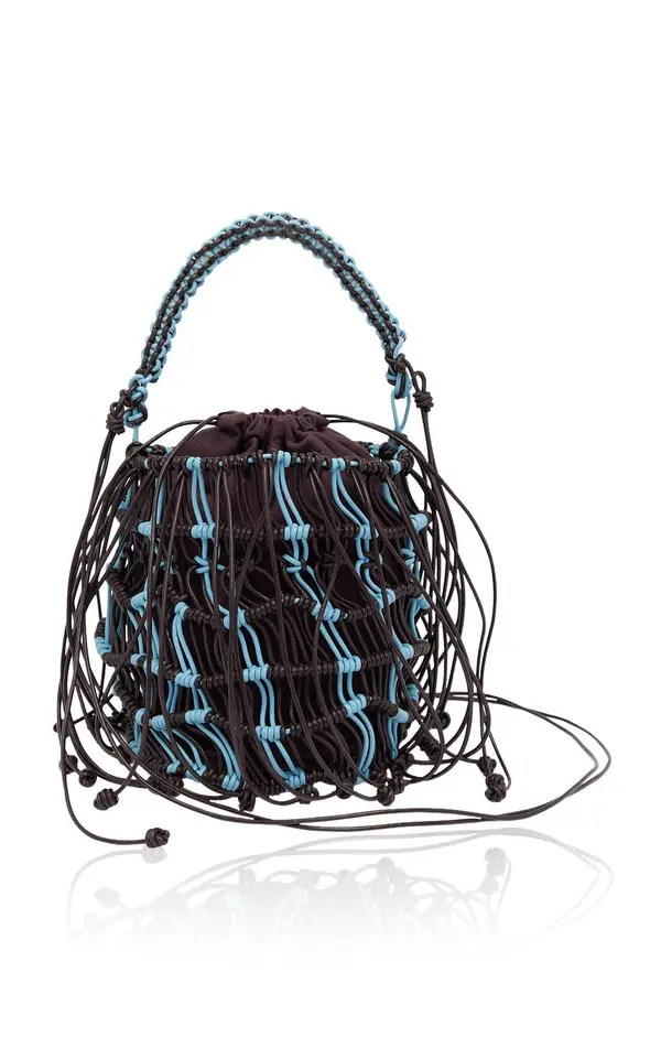 ALEMAIS Leather Macrame Bucket Bag - Multi